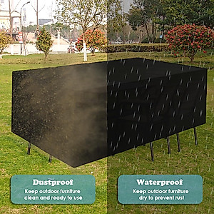 Mayhour Patio Outdoor Table Cover Waterproof Black Furniture Cover Protector UV Resistant Rain Snow Dust Wind-Proof Extra Large Square Desk Cover 70in (70x47x29in)