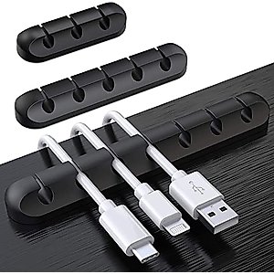 SOULWIT Cable Holder Clips, 3-Pack Cable Management Cord Organizer Clips Silicone Self Adhesive for Desktop USB Charging Cable Nightstand Power Cord Mouse Cable Wire PC Office Home