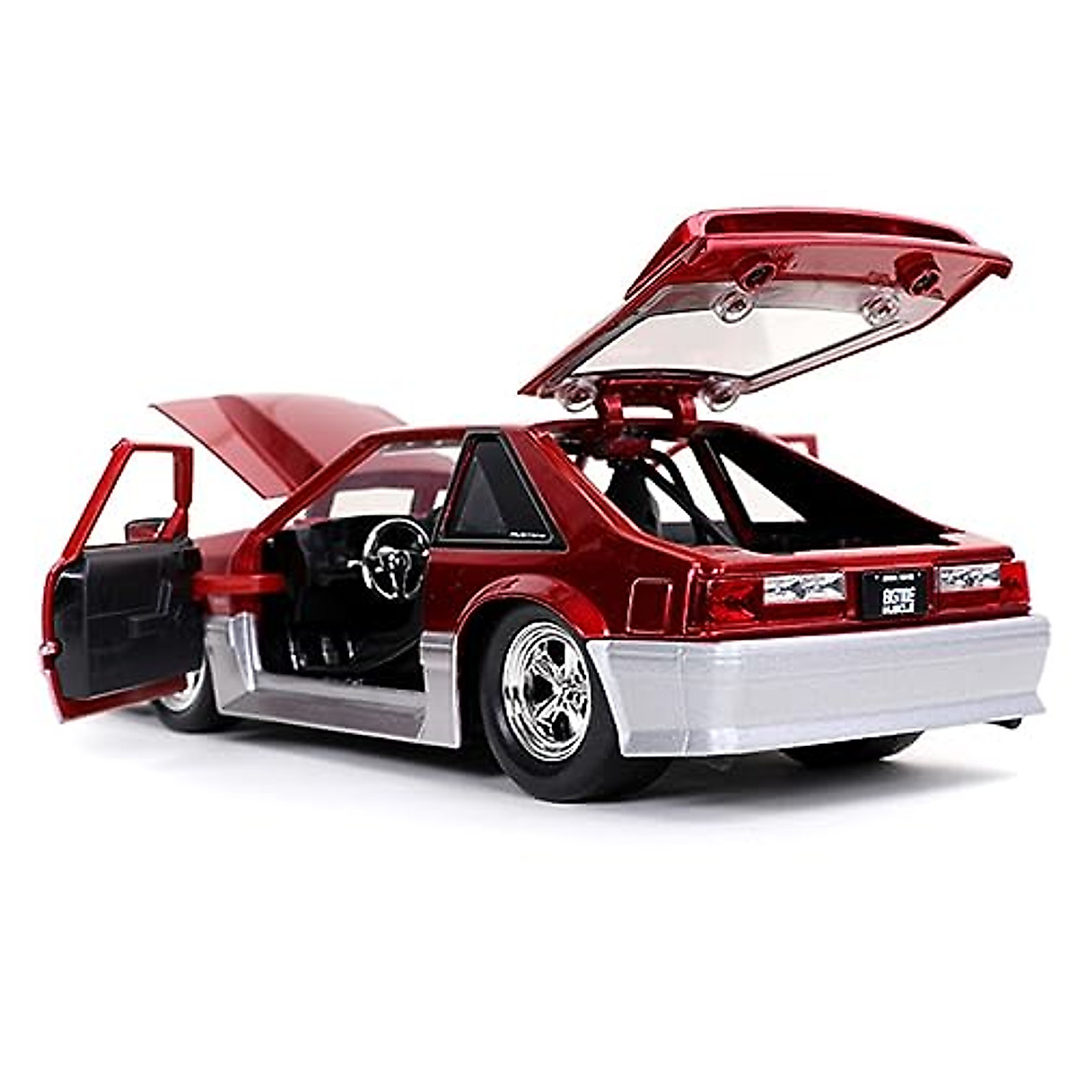 Jada Toys Bigtime Muscle 1:24 1989 Ford Mustang GT Die-cast Car Red Silver, Toys for Kids and Adults