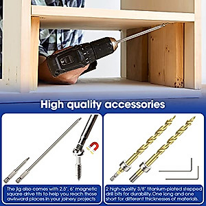 BLEKOO Upgraded Pocket Hole Jig Tool Kit, Pocket Hole Drill Guide Jig Set for 15° Angled Holes, All-Metal Pocket Screw Jig