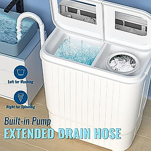 Pataku Portable Washing Machine, 21.6 Lbs Compact Mini Washer and Dryer Combo, Twin Tub Laundry Washer with Spin Cycle, Soaking Function Ideal for Apartment, Dorms, RVs, Camping, Grey