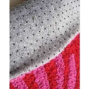 Morden Handmade Needlepoint Floor Rug Red Bathmat Flower Rug Girls Bedroom Non-Slip Rugs, Great Gift for Christmas (Hibiscus) 31.5" x 23.6"