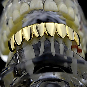 Bottom Eight Tooth Grillz 14k Gold Plated Lower Row Slugs Plain 8 Teeth Hip Hop Grills