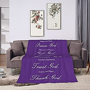Inspirational Gifts for Women Elegant Intense Purple Throw Blanket, Christian Encouragement Gifts Religious Gifts for Women & Men, Strengthen Relationship with Christ-Soft Cozy Blanket 50"X60"