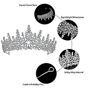 CURASA Silver Gold Crowns Gorgeous Tiaras for Women Queen Princess Crown Birthday Crown for Girls Beautiful Hair Accessories for Women Gifts for Wedding Halloween Prom Christmas