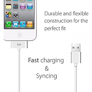 [Apple MFi Certified] 30-Pin to USB Cable for iPhone 4 Charging and Sync Data Connector Support for iPhone 4 4s, iPhone 3G 3GS, iPad 3 2 1,iPod Classic iPod Touch iPod Nano