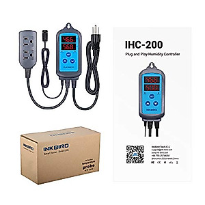 Inkbird Humidity Controller IHC200 Humidistat Mushroom Greenhouse Pre Wired Outlet Dual Stage Humidifier Dehumidifier.