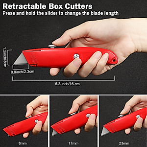 Reginary 40 Pcs Box Cutter Bulk Utility Knife Heavy Duty Retractable Knife Sturdy Aluminum Box Cutter Safety Razor Knife for Ropes, Boxes, Cartons, Plastics, DIY and Cardboard