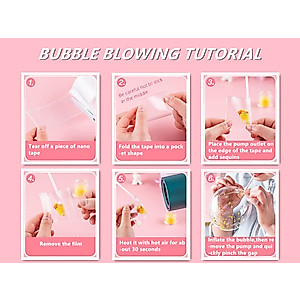 40 Pcs Nano Bubble Tape Kit with Balloon Inflator, Double Sided Tape Plastic Bubbles Balloon, Elastic Nano Bubble Tape DIY Craft Kit for Girls, Boys, Kids Party Favors and Novelty Toys