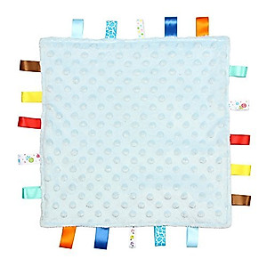 Blue Baby Comforter Blanket - Multi Coloured Airplane Security Blanket with Plain Blue Textured Underside