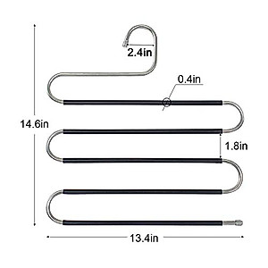 Myfolrena Hangers for Pants Clothes Hanger Non Slip Updated S-Shaped 5 Layers Hangers Closet Space Saver for Jeans Scarf Tie(4-Pack)