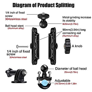 KARUIZI 360° Rotating Sports Camera Bracket,Motorcycle Mount for Go Pro Hero10/9/8/max/7/6/5/4 Action Camera Moto Bike Handlebar Mount,U-Shaped Handlebar Bracket (U- Handlebars)