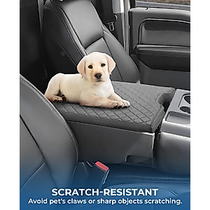 ISSYAUTO Center Console Cover Compatible with 2015-2023 2024 F150, 2017-2023 2024 F250 F350 F450 with 40/20/40 Jump Seat, Leather Armrest Cover Center Console Cushion, Gray (Jump Seat Only)