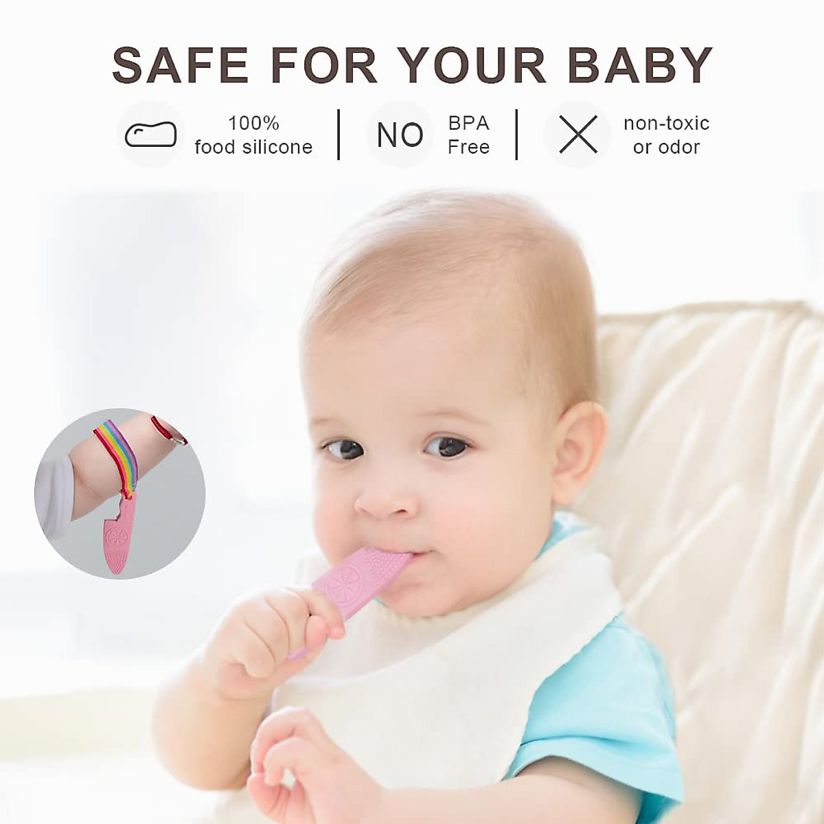 Sactulaz 0-BPA silicone culinary kitchen utensil baby teething toys,Chef cooking role playing games training for baby girls boys,Molar chewing freezer teether toys for 6-12 Months infants,kids,4 Pack