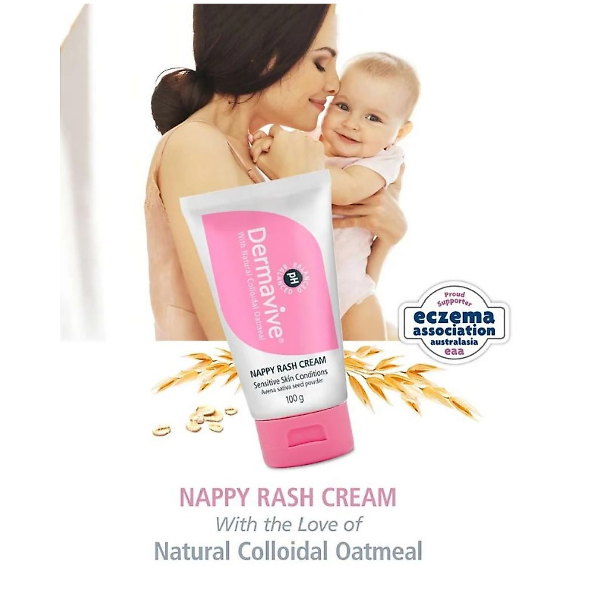 Dermavive Diaper/Nappy Rash Cream, Soothing Diaper Rash Cream, Baby Rash Ointment, Fast-Acting Rash Relief for Infants & Babies, Gentle Diaper Cream, 100g