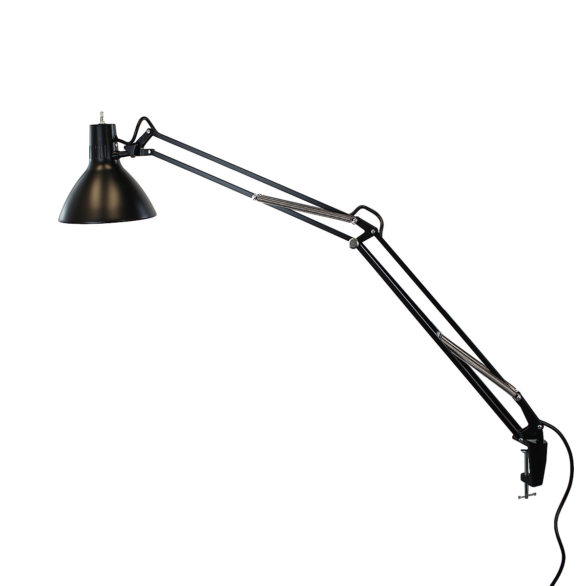 Luxo LS1ABK LS 23W CFL Task Light, 45" Powder-Coated Arm with External Springs, Edge Clamp, Black