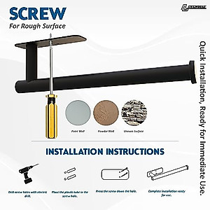 LEVENWAY- Under Cabinet Paper Towel Holder – Available in Screws and Self Adhesive Paper Towel Hanger Sturdy and Durable, Stainless Steel Polished Kitchen Roll Holder Wall Mount (Black)
