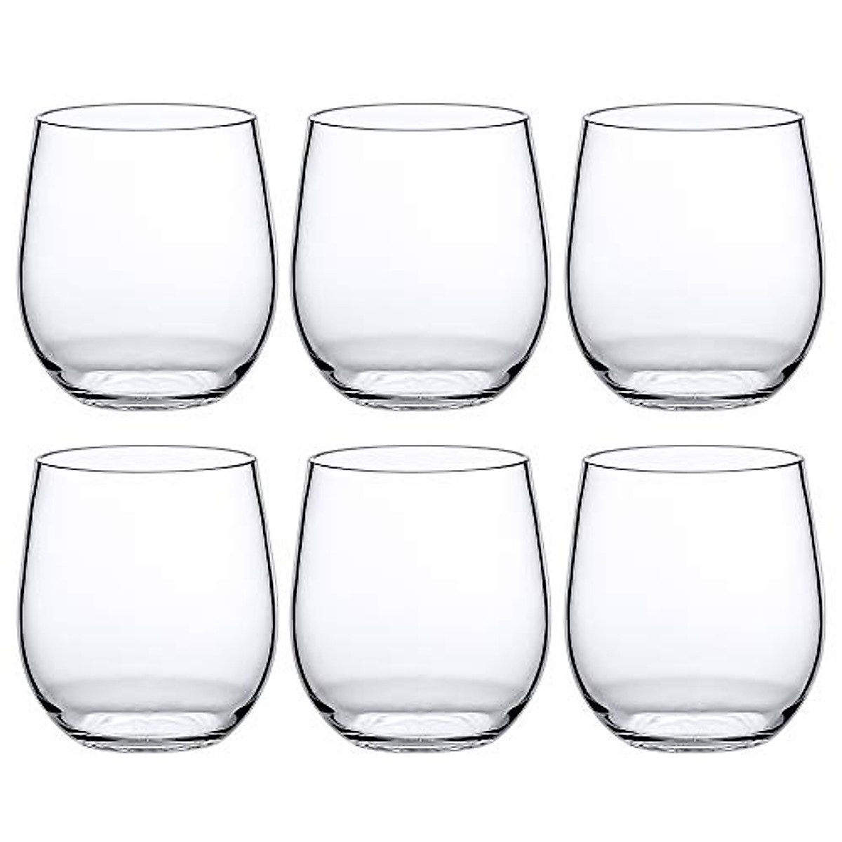Amazing Abby - Cindy - 14-Ounce Unbreakable Tritan Wine Glasses (Set of 6), Plastic Stemless Wine Tumblers, Reusable, BPA-Free, Dishwasher-Safe, Perfect for Poolside, Outdoors, Camping, and More