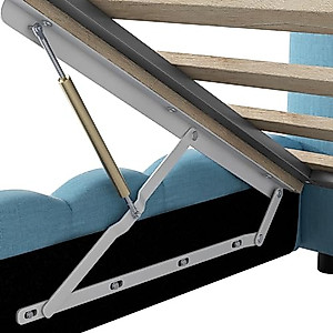 HAUSHECK Upholstered Bed Frame Queen Size with Large Underneath Storage, LED Headboard and USB Ports, Queen Floor Bed Frame w/Wooden Slats Support, Modern Platform Bed No Box Spring Needed