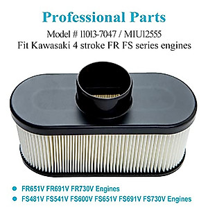 HOODELL FR691V Tune Up Kit for Kawasaki FR651V FR730V FS481V FS541V FS600V FS730V Engine Lawn Mower Tractor, Replace 49065-7007 Oil Filter 11013-7047 Air Filter