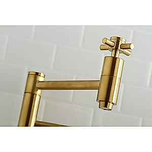 Kingston Brass KS8107DX Wall Mount Pot Filler Kitchen Faucet, Brushed Brass