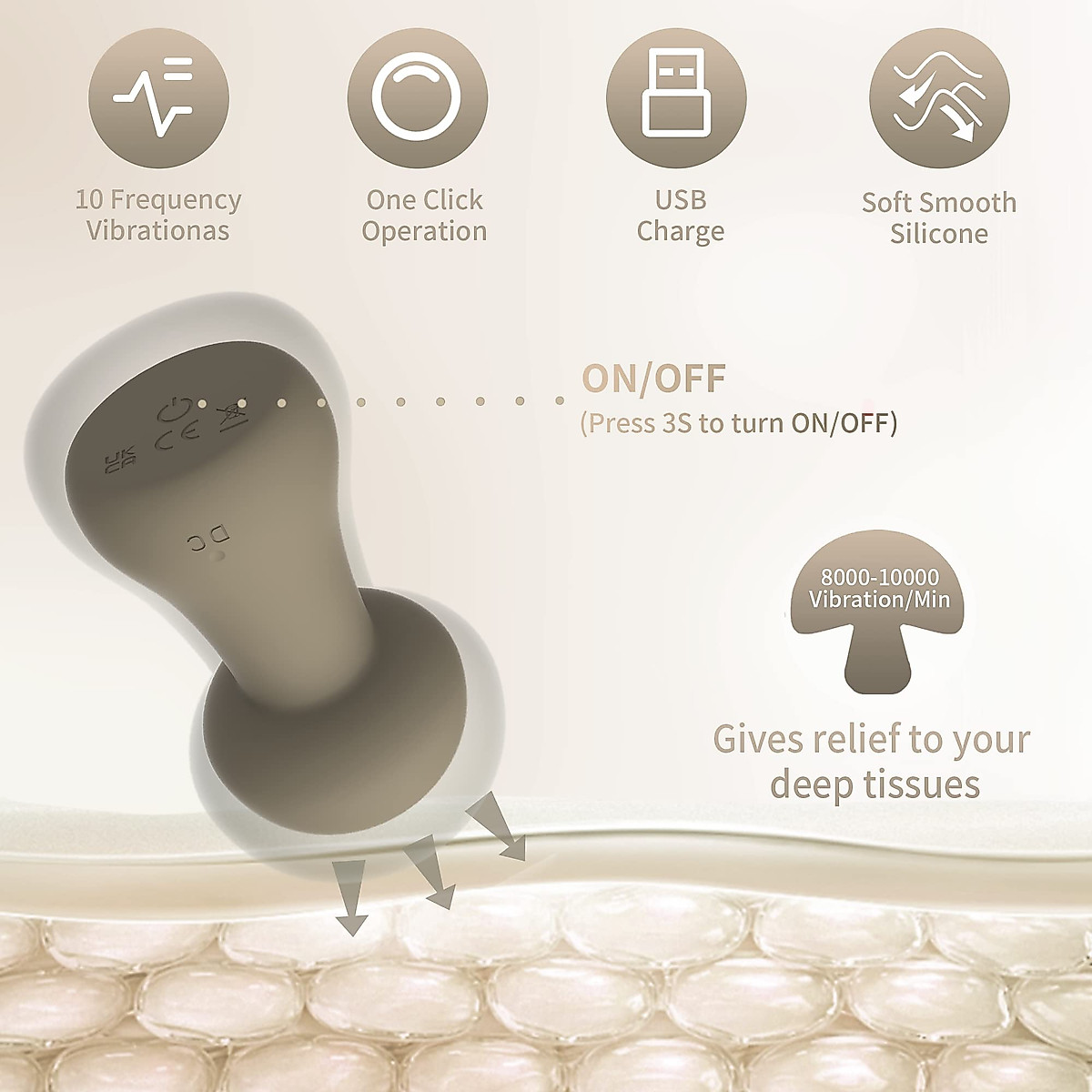 MaeDouy Mushroom Shaped Shoulder & Neck Electric Massager - Waterproof Personal Handheld Cordless Portable Travel Back Massager, Suitable for Full Body to Relieve Muscle Pain and Fatigue.(Light Green)