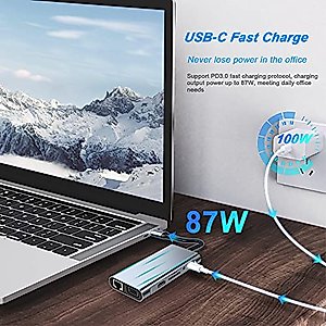 USB C HUB, USB C Adapter 11 in 1 Dongle with 4K HDMI, VGA, Type C PD, USB3.0, RJ45 Ethernet, SD/TF Card Reader, 3.5mm AUX, Docking Station Compatible