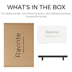 Ravinte 10 Pack 8-13/16" Square Cabinet Pulls Matte Black Stainless Steel Kitchen Cupboard Dresser Handles Cabinet Handles 8-13/16" Length, 6-1/4" Hole Center