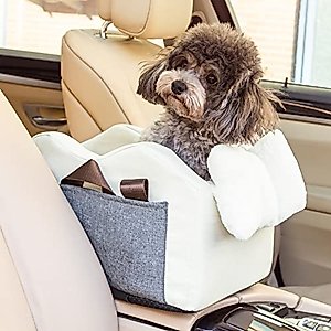 Dog Car Seat for Small Dog Center Console Seat Pet Booster Seat for Car Puppy Car Seat for Small Dogs(Beige)