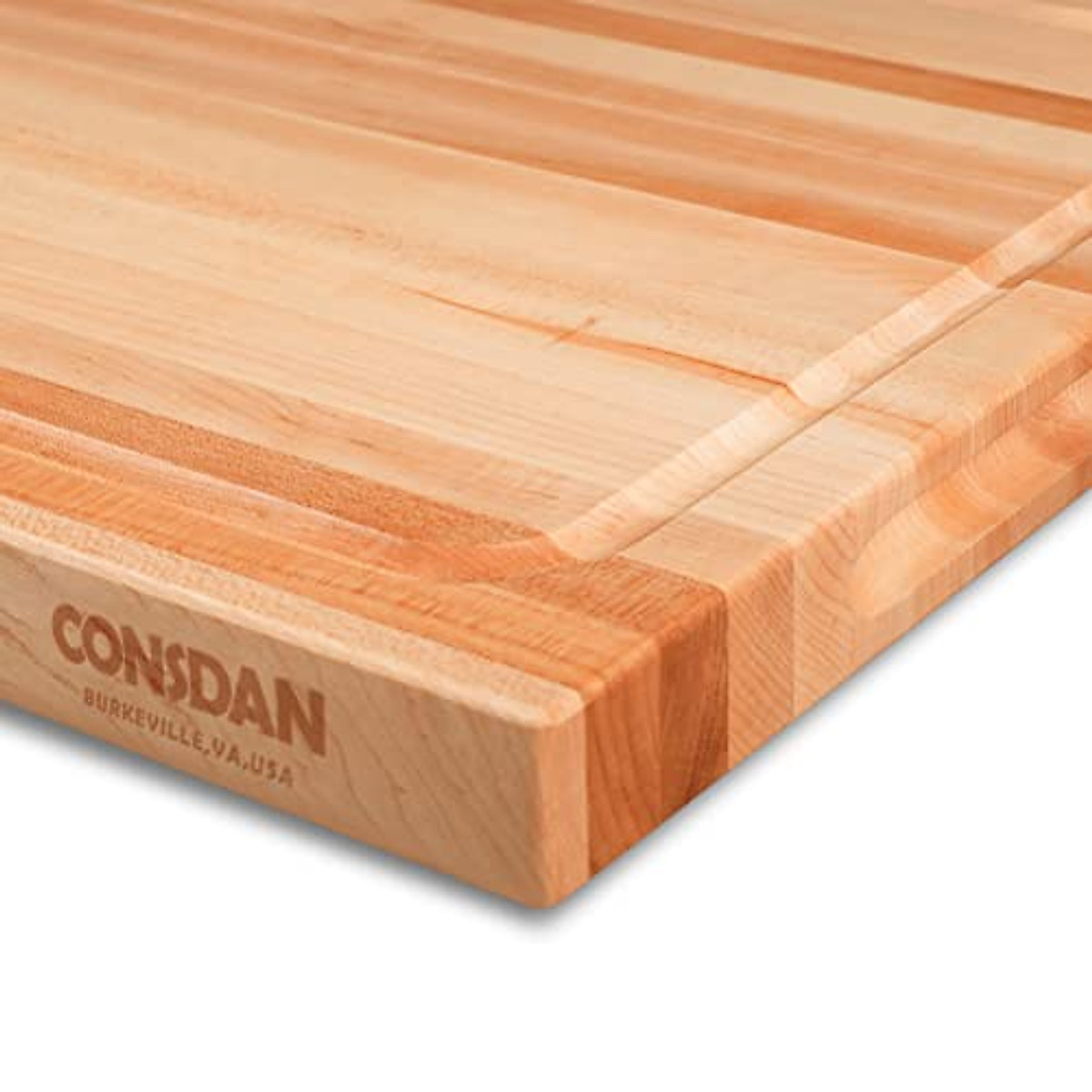 CONSDAN Cutting Board, USA Grown Hardwood, Butcher Block Hard Maple with Invisible Inner Handle, Prefinished with Food-Grade Oil, Suitable for Kitchen Edge Grain, 1-1/2" Thick, 16" L x 12" W
