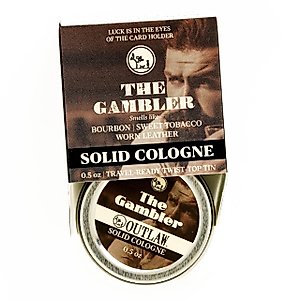 The Gambler Bourbon-Inspired Solid Cologne - Whiskey, Old-fashioned Tobacco, and a Hint of Leather in a Pocket-Sized Tin - Men’s or Women’s Cologne - Outlaw