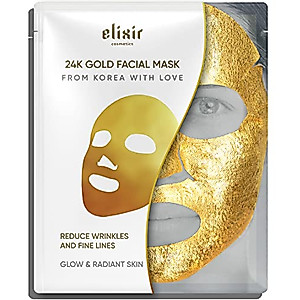 24K Gold Facial Masks for Women Skin Care Anti Aging - Collagen Moisturizing Sheet Mask for Sensitive Skin - Brightening Korean Face Mask - Hydrating Mask to Reduce Fine Lines & Wrinkles