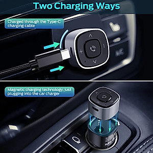 Esky Bluetooth Receiver for Car, 3.5mm Aux Bluetooth Car Adapter, Bluetooth 5.1 Wireless Car Audio Stereo Kits with Hands-Free Call, Dual USB Ports Car Charger