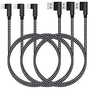 iPhone Charger 10 FT [Apple Mfi Certified] 3 Pack Long 90 Degree Lightning Charging Cable 10 Ft Nylon Braided Charge & Sync Cord for iPhone 14/13/12/11/XR/8/7/6/5 iPad Air 2/Mini/ (Black White,10Feet)