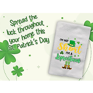 St Patricks Day Kitchen Dish Tea Towel Decoration | Decorative Bathroom Hand Decor | Holiday Shamrock Gnomes Bath Towels | Spring Winter Green Home Decor | Saint Patrick's Day Paddy's Day Paddys