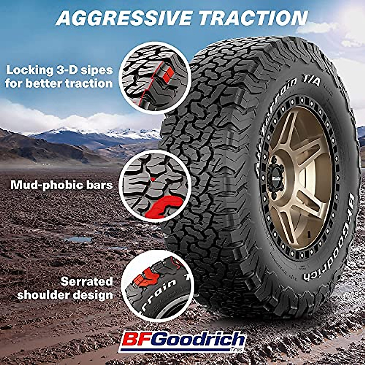 BFGoodrich All Terrain T/A KO2 Radial Car Tire for Light Trucks, SUVs, and Crossovers,31x10.50R15/C 109S