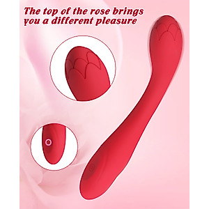Alovegarden Clitoral G-Spot Powerful Rose Vibrator, Waterproof Dildo Clit Stimulator with 10 Vibration Modes, Softer and Flexible Sex Toy for Women, Clitoral Vibrator (Red)