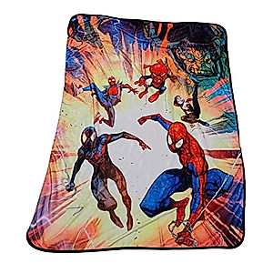 Bazillion Dreams Marvel Spider-Man Spider-Verse Characters Fleece Softest Comfy Throw Blanket for Adults & Kids| Measures 60 x 45 Inches