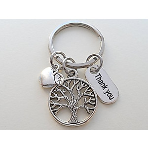 Small Tree Keychain Appreciation Gift, Thank You Charm with Apple Charm Keychain - Thanks for Helping Me Grow (Set of 10)