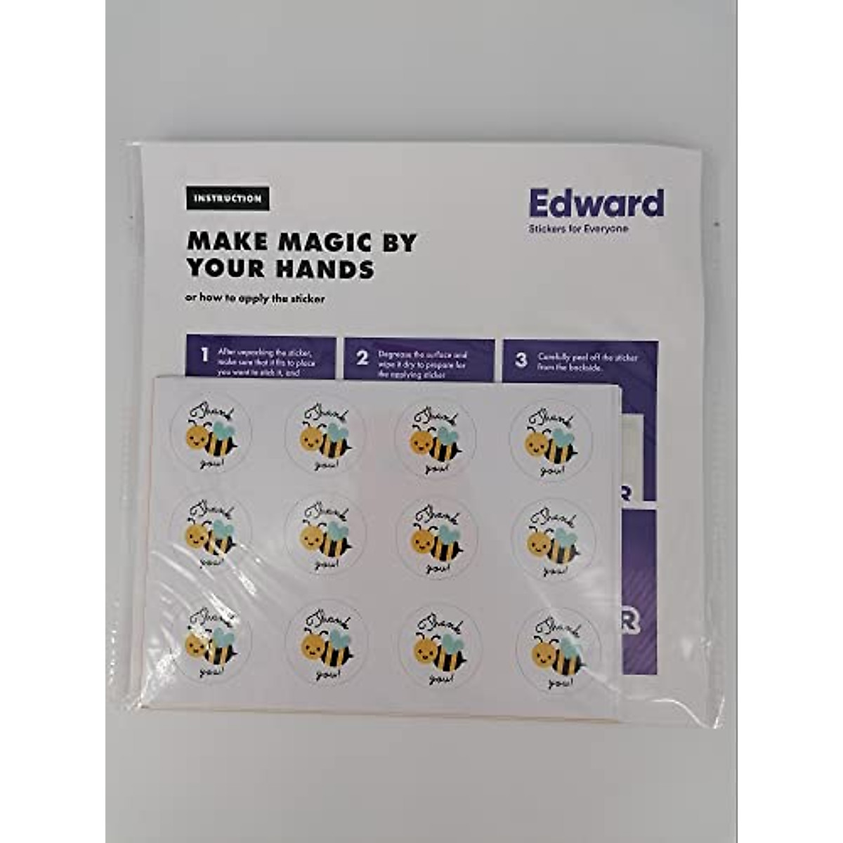 Set of 48 Sticker Thank You Bee Decal Small Phone Mini Logo Birthday Parties Envelopes Labels Seals Shower Favor 1.2 inches Each