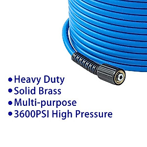FIXFANS Pressure Washer Hose – 1/4" X 50 FT High Power Washer Extension Hose – Kink & Wear Resistant High Pressure Hose for Replacement – Compatible with M22 Fittings – 3600PSI