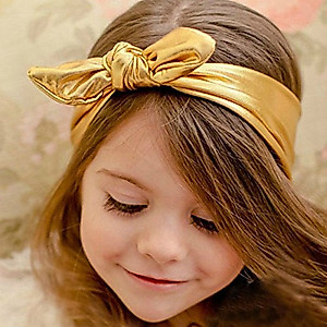AISIBO Baby Headbands, Children Big Bow Elasticity Headband Kids for Girls Newborn Infant Toddlers Kids (Gold)