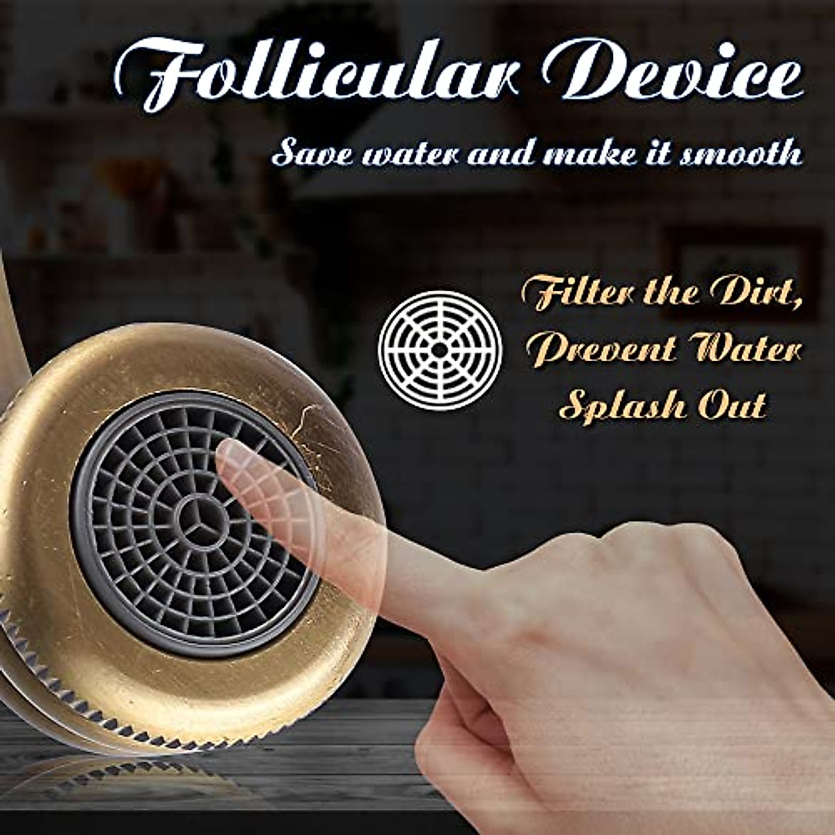 WEIJIANKANG Brass Kitchen Faucet Antique Single Handle Bathroom Faucet, Mixer Tap Bronze Multifunctional Faucet, 360 Degree Swivel Spout Bathroom Sink Faucet, Universal Splash Filter Lavatory Faucet