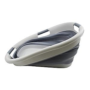 SAMMART 40L (10.5 gallons) Collapsible Plastic Laundry Washing Tub - Foldable Pop Up Laundry Basket/Hamper - Portable Washing Tub - Pop Up Saving (Grey/Dark Grey)