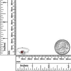 Gem Stone King 10K White Gold 2-Stone Engagement Ring Round Red Garnet and Moissanite (0.36 Cttw) (Size 7)