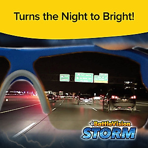 BattleVision Storm Glare-Reduction Glasses by BulbHead, See Clearly During Bad Weather Day or Night, Great for ALL Weather Conditions, Optimize Light & Block Blue Rays, Unisex Design, 2 Pairs