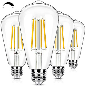Dimmable Vintage LED Edison Light Bulbs 100W Equivalent, 8W ST58 Soft White 3000K 1200Lumens ST19 Antique LED Filament Bulbs, E26 Base, Clear Glass, CRI90+, Great for Home Bathroom Kitchen(4 Pack)