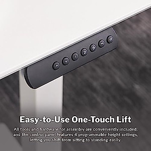 Vari Essential Height Adjustable Electric Standing Desk - Home Office With VariDesk Sturdy T-Legs - Quiet Motorized 48x24 Inch Small Desk - White - 1 Box