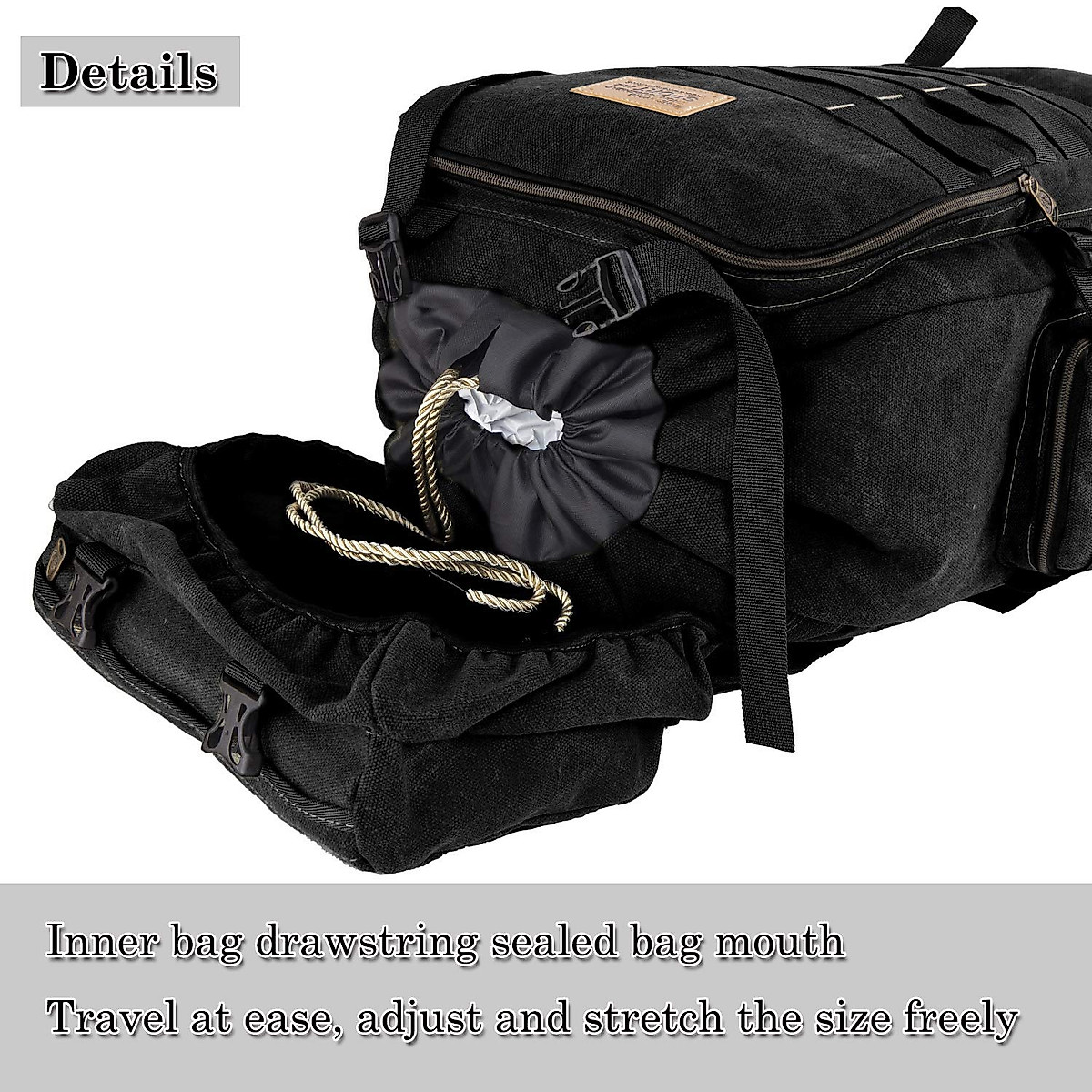 Tactical Hiking Backpack, Travel Daypacks 70 Liters Waterproof Mountain Sports Bags with Dust Cover (Black, 70L)