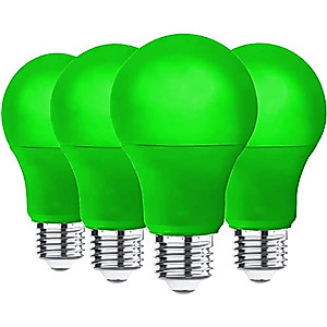 4 Pack LED Green Light Bulbs - A19 9Watts with E26 Base 60w Equivalent LED Green Bulb for Wedding Halloween Christmas Party Bar Decor, Porch, Home/Holiday Lighting, Decorative Illumination Green Bulb